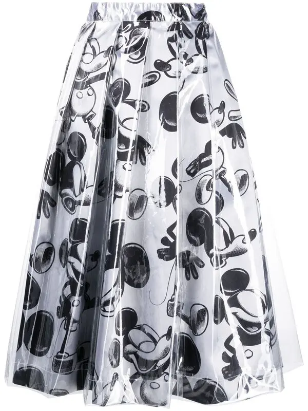 Comme Des Garçons Mickey Mouse Print Pleated Skirt