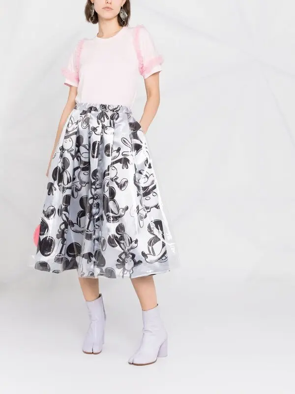 Comme Des Garçons Mickey Mouse Print Pleated Skirt