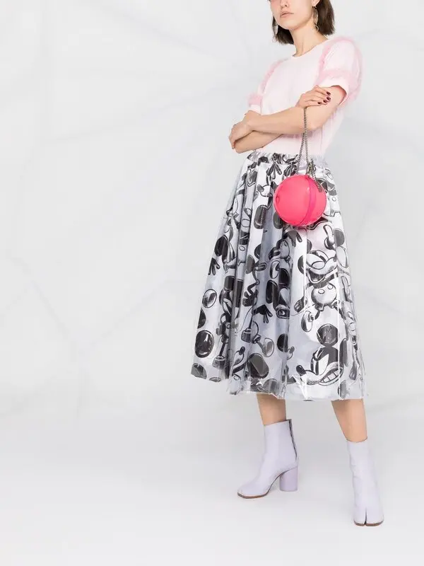 Comme Des Garçons Mickey Mouse Print Pleated Skirt