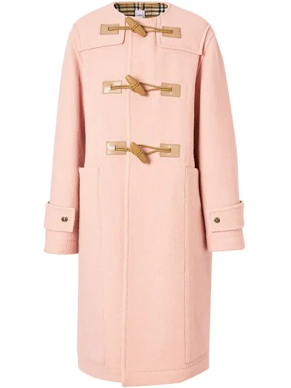 Burberry Vintage Check-Lined Wool Duffle Coat Pink Editorialist