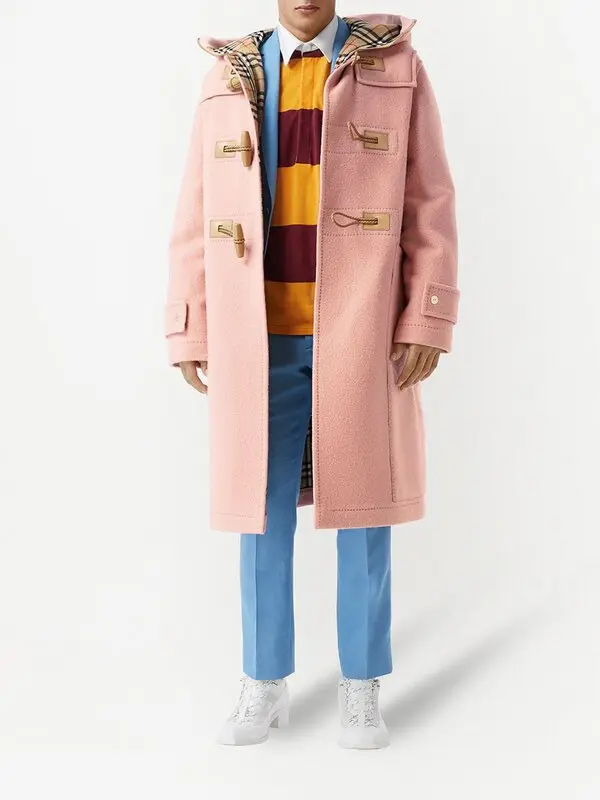 Burberry Vintage Check-Lined Wool Duffle Coat - Pink | Editorialist