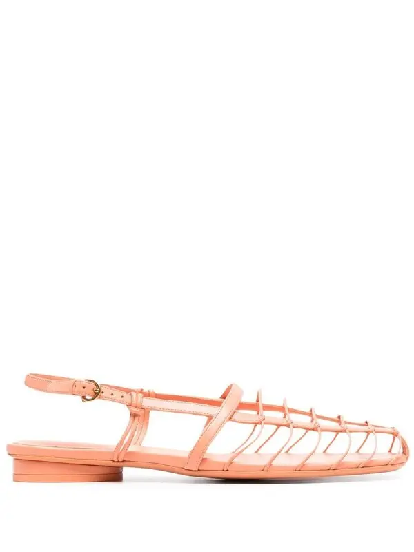 FERRAGAMO Strappy Design Slingback Sandals - Orange