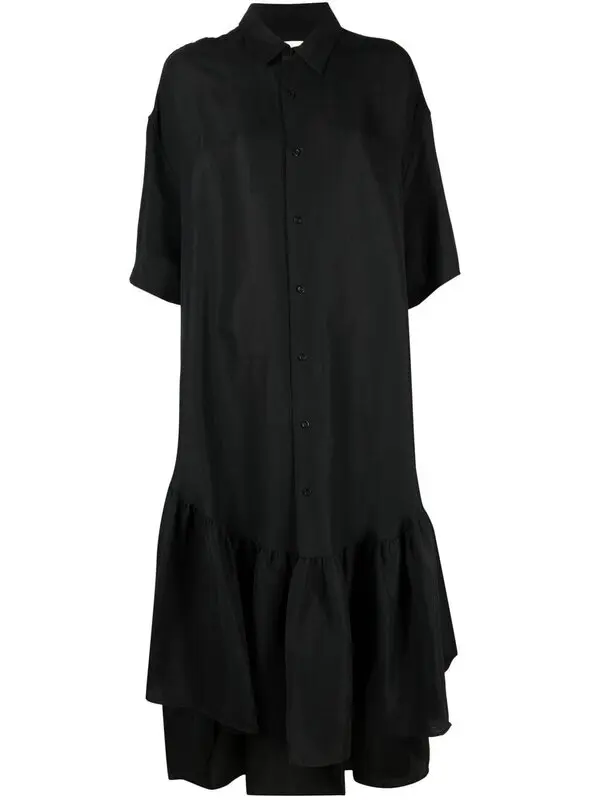 Ami Ruffled Hem Shirt Dress
