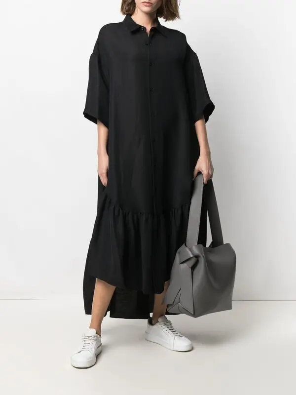 Ami Ruffled Hem Shirt Dress