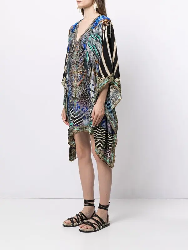 Camilla Animal Army-print Kaftan Dress