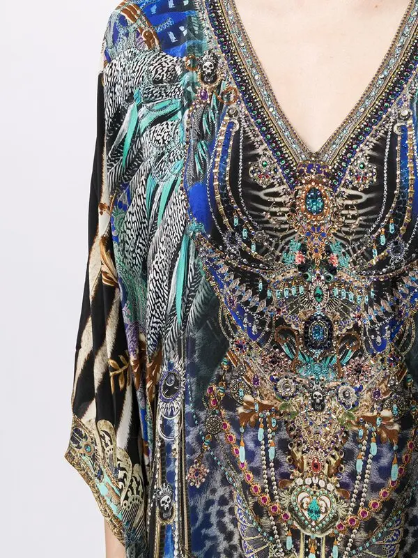 Camilla Animal Army-print Kaftan Dress