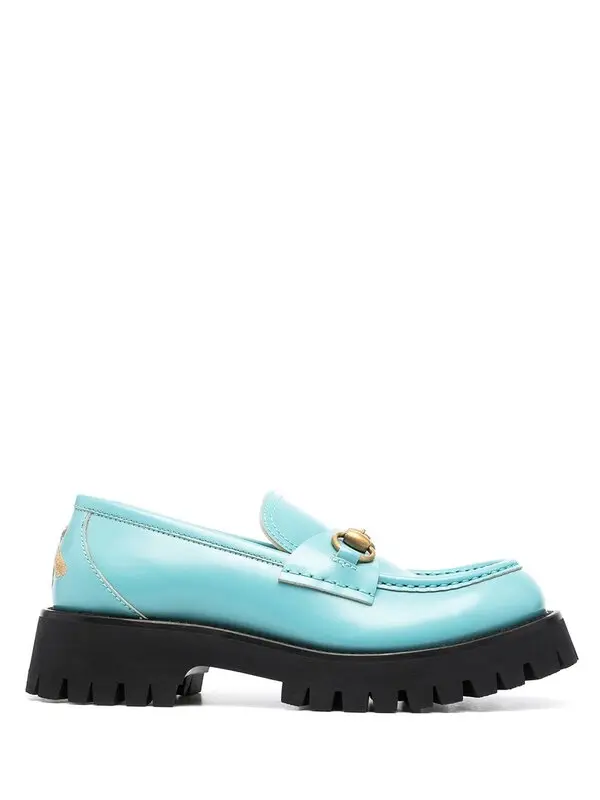 Gucci Horsebit Lug-Sole Loafers - Blue | Editorialist display picture 1