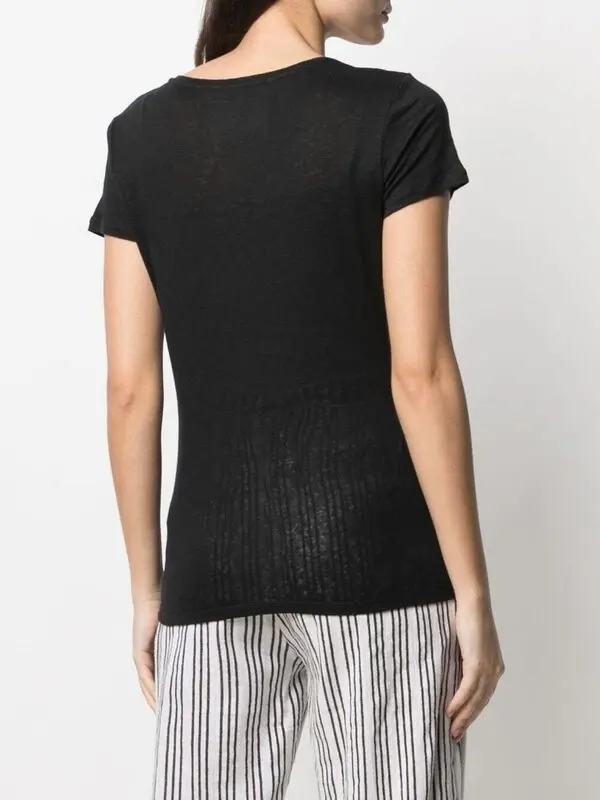 Majestic Filatures Scoop Neck Linen-blend T-shirt - Black