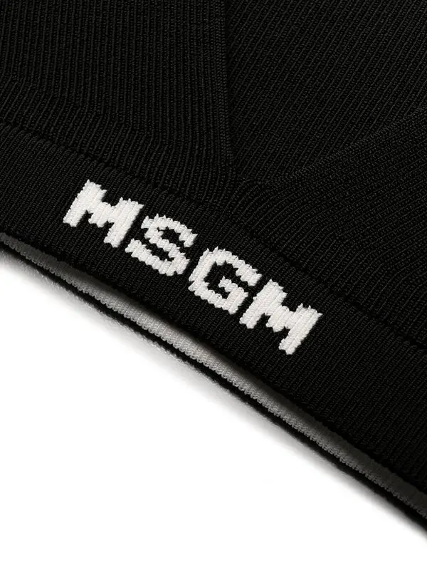 MSGM Ribbed Knit Logo-hem Bra