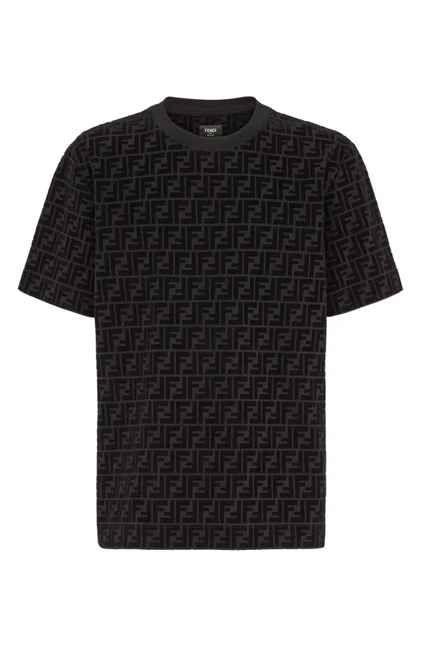 Fendi Flocked Ff Logo Cotton Graphic Tee - Nero | Editorialist