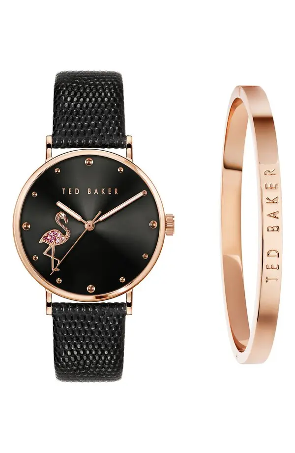 Ted Baker Phylipa Retro Orologio Donna 37mm Quadrante Floreale Cinturino Acciaio Oro Rosa