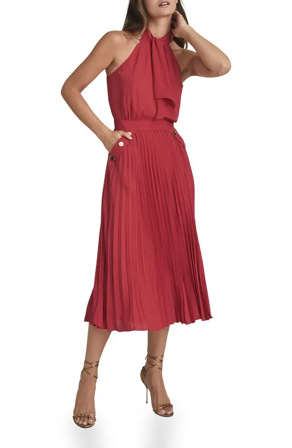 Pleated Dress Reiss Halter Neck Dress Reiss Keely Fit And Flare Colour  Block Maxi Dress, Ivory/