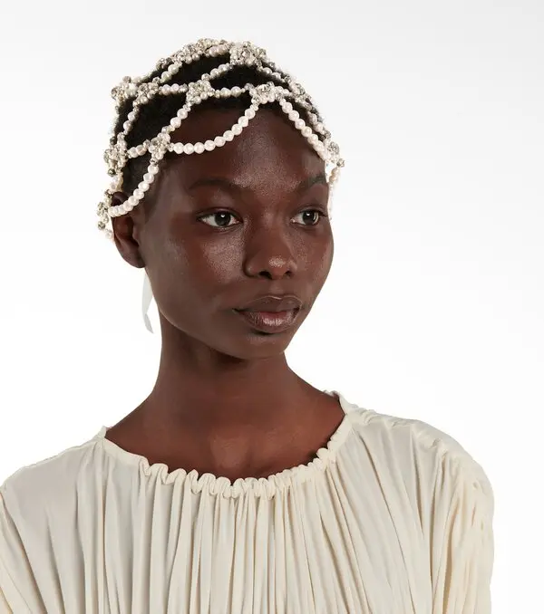 Simone Rocha Embellished Headpiece In White - 30% Off | Editorialist