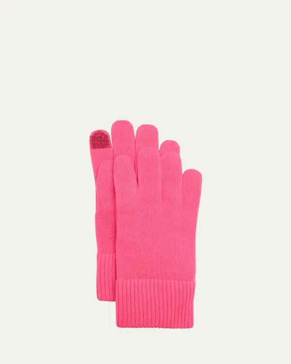 Bergdorf Goodman Cashmere Touchscreen Gloves - Pink
