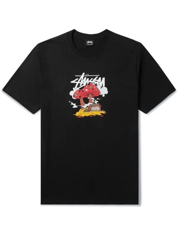 StüSsy Logo-Print Cotton-Jersey T-Shirt Xs - Black | Editorialist