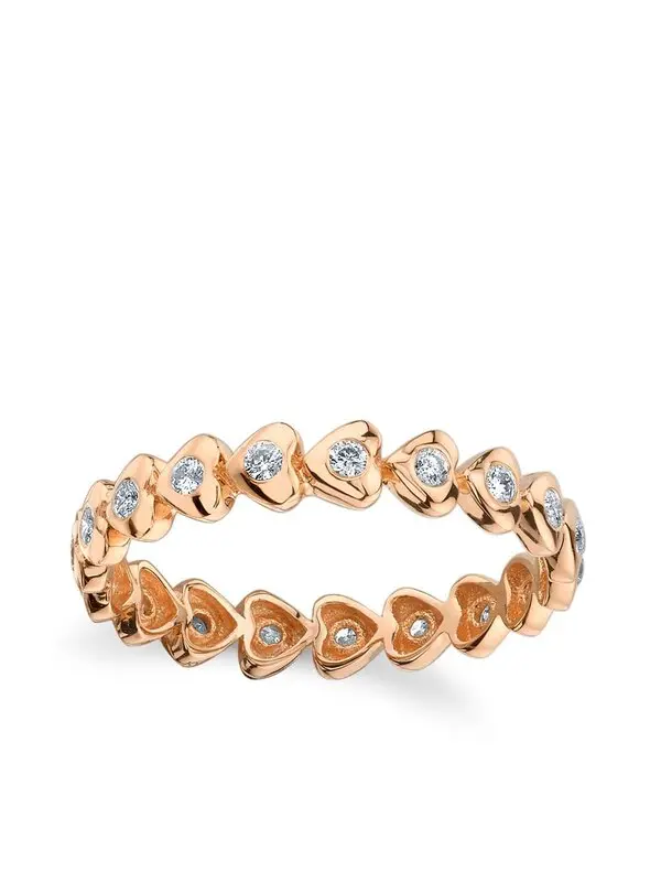 Shay 18kt Rose Gold Diamond Heart Eternity Ring - Pink