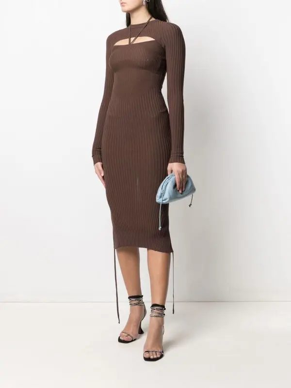 ANDREĀDAMO Cut-out Fitted Knitted Dress