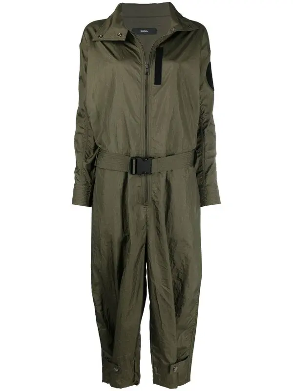 DIESEL® Military Long-sleeved Zip-up Jumpsuit - Green