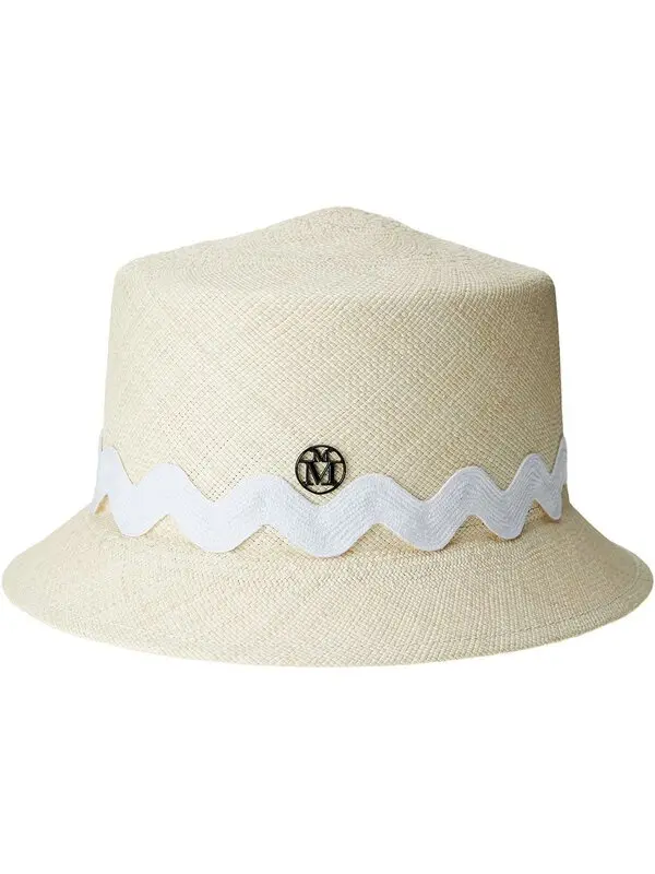 MAISON MICHEL Arsene Straw Bucket Hat - Neutrals