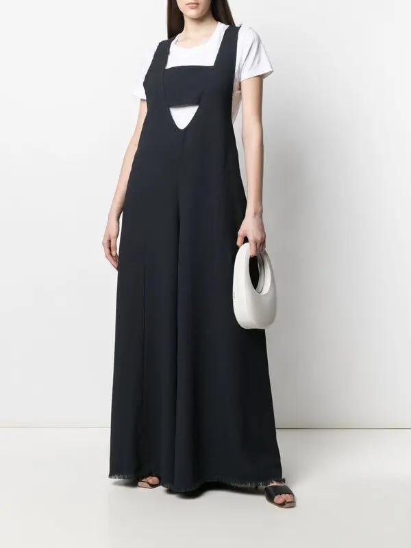 AMBUSH Black Virgin Wool-blend Racerback Wide-leg Jumpsuit