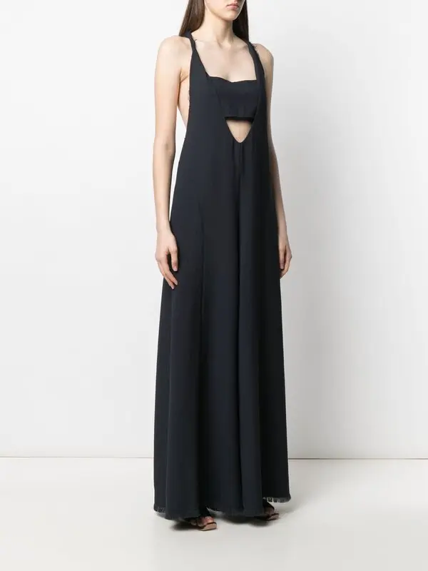 AMBUSH Black Virgin Wool-blend Racerback Wide-leg Jumpsuit