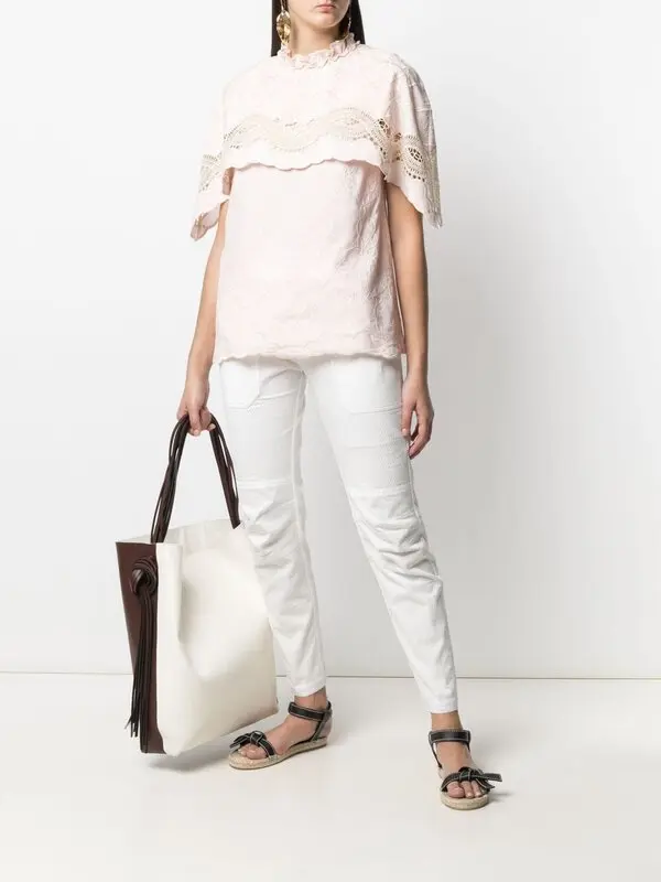 Alberta Ferretti Embroidered Short-sleeve Blouse - Pink