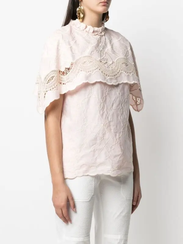 Alberta Ferretti Embroidered Short-sleeve Blouse - Pink