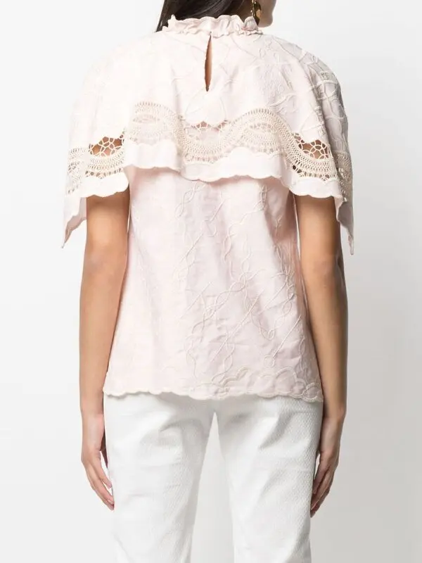 Alberta Ferretti Embroidered Short-sleeve Blouse - Pink