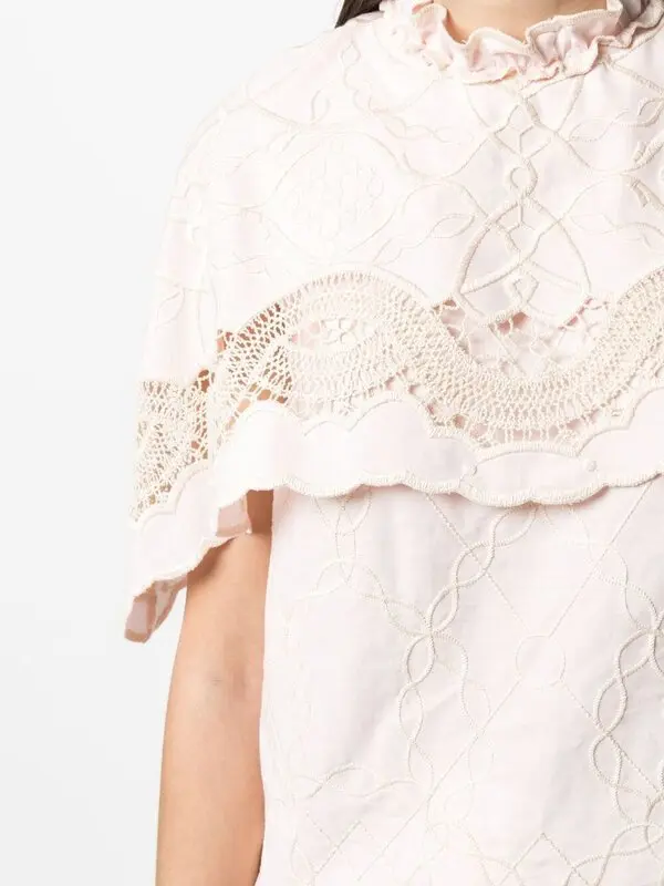 Alberta Ferretti Embroidered Short-sleeve Blouse - Pink