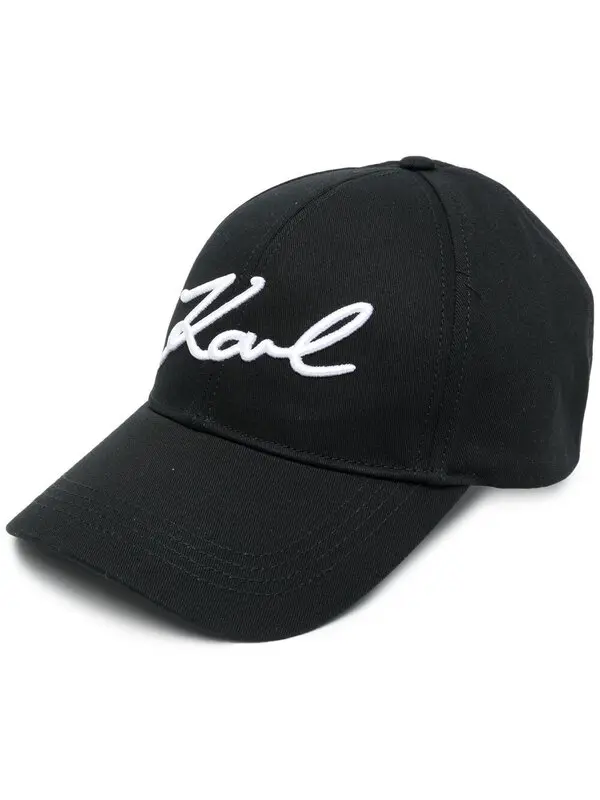 Karl Lagerfeld Signature Organic-cotton Baseball Cap - Black