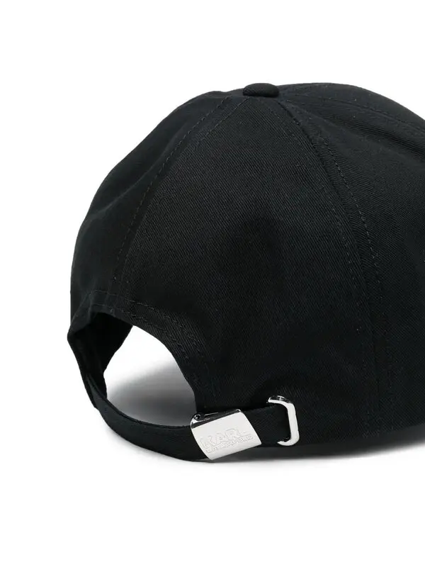 Karl Lagerfeld Signature Organic-cotton Baseball Cap - Black