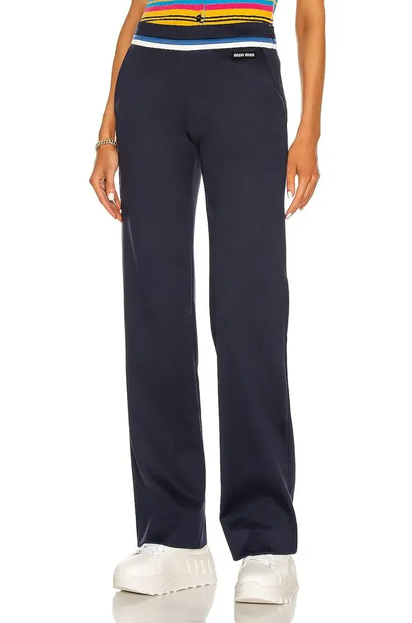 Miu Miu Lux Fleece Trouser In Navy