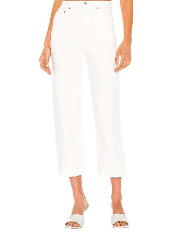 LEVI'S Ribcage Straight Ankle Jeans In White - Cloud Over