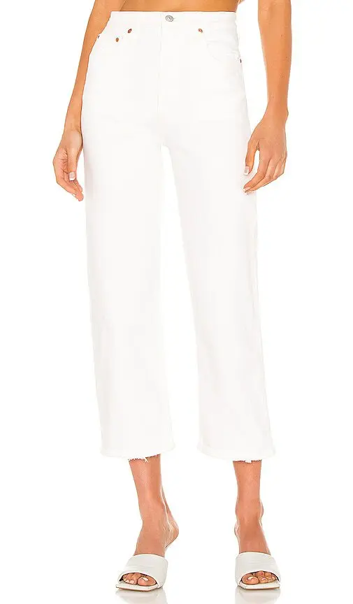 LEVI'S Ribcage Straight Ankle Jeans In White - Cloud Over
