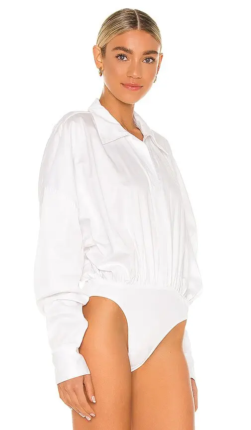Norma Kamali Oversized Boyfriend Shirt Bodysuit