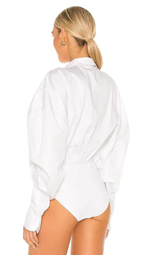 Norma Kamali Oversized Boyfriend Shirt Bodysuit