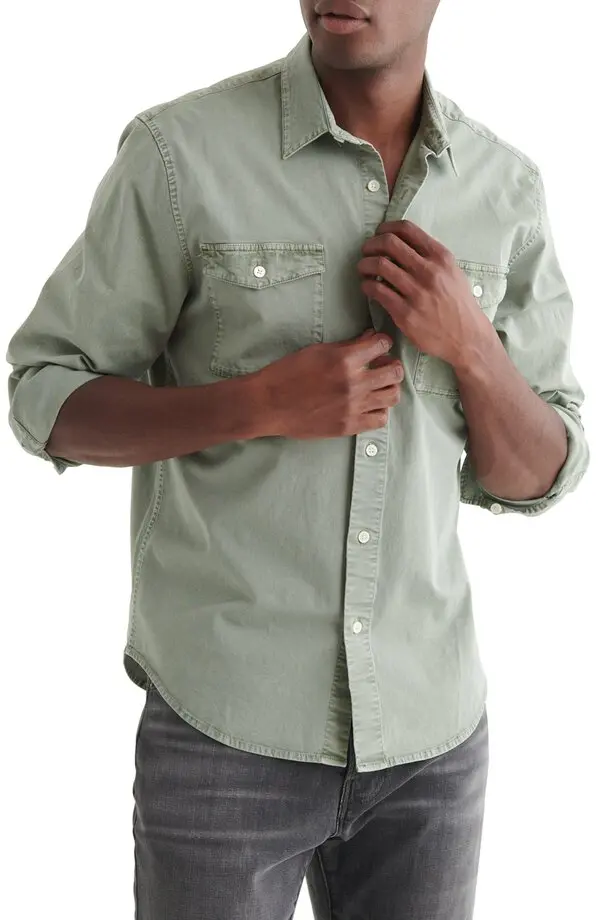 Lucky Brand Monroe Button-Up Workwear Shirt Desert Sage