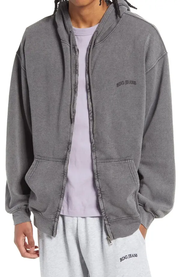 Bdg Urban Outfitters Front Zip Hoodie - Light Grey | Editorialist