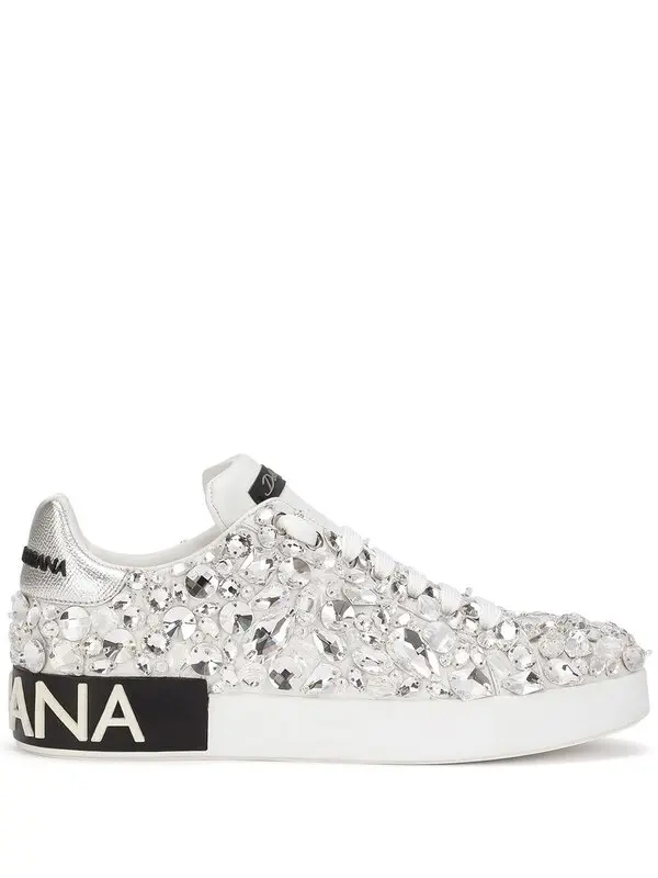 Dolce & Gabbana Portofino Embroidered Sneakers - White