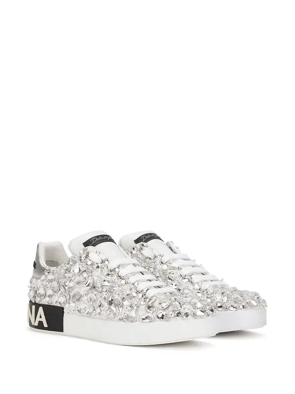 Dolce & Gabbana Portofino Embroidered Sneakers - White