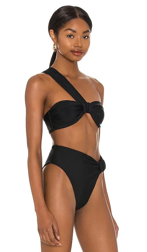 LOVEWAVE The Alexi One-shoulder Knotted Bikini Top - Black