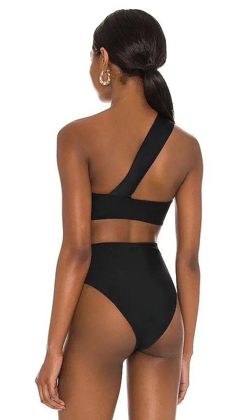 LOVEWAVE The Alexi One-shoulder Knotted Bikini Top - Black