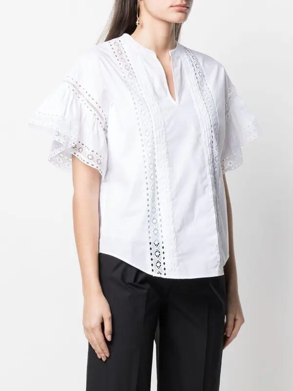 TWINSET Broderie Anglaise Flutter-sleeve Blouse