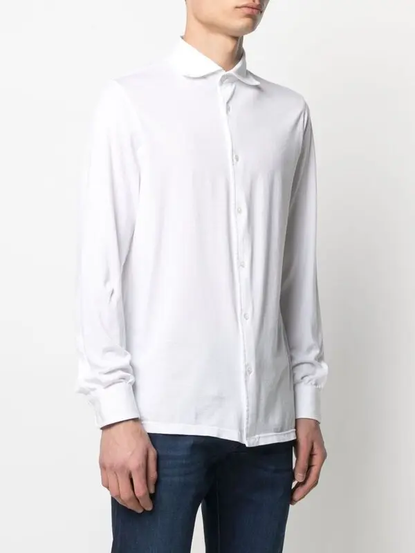 Fedeli Plain Button-down Shirt - White