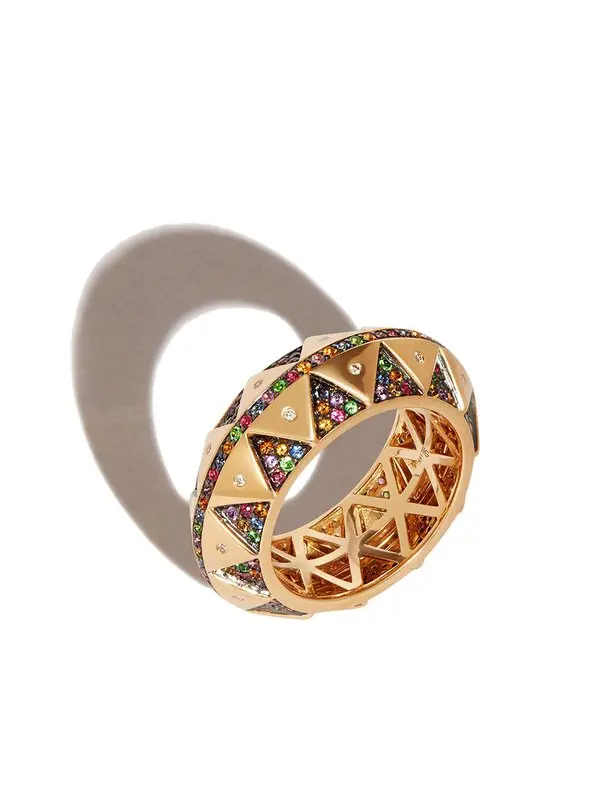 Harwell Godfrey 18kt Yellow Talisman Rainbow Sapphire Ring