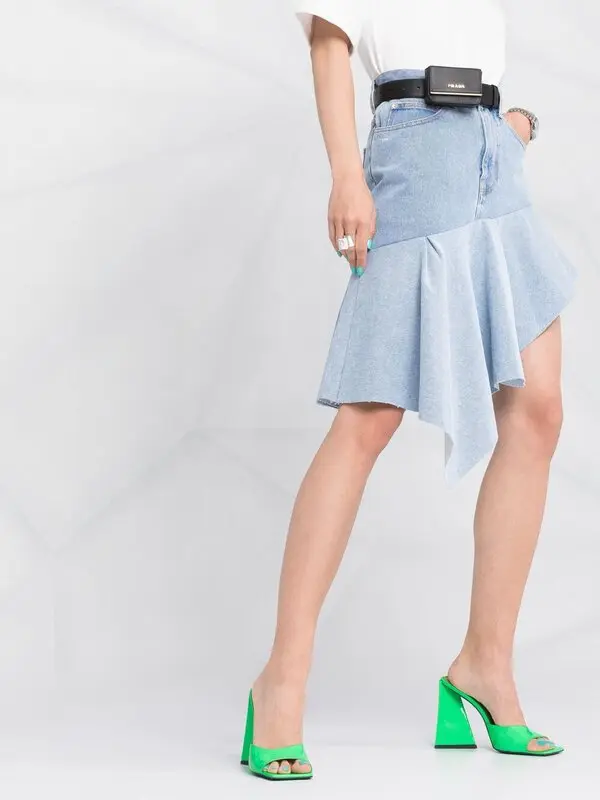 Off-White Asymmetric Ruffled Denim Skirt