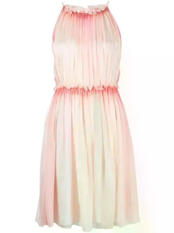 Alberta Ferretti Ruffled-halterneck Silk Dress - Pink