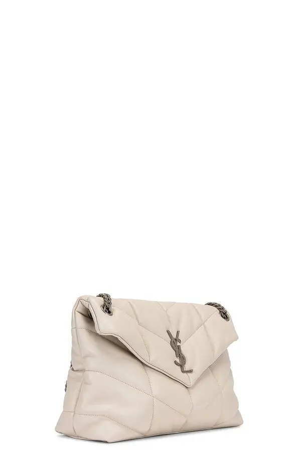 Saint Laurent Medium Monogramme Puffer Loulou Shoulder Bag - Crema Soft