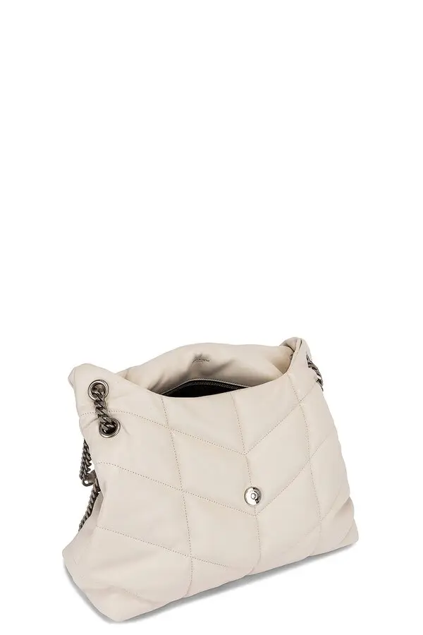 Saint Laurent Medium Monogramme Puffer Loulou Shoulder Bag - Crema Soft