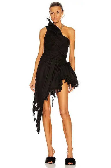Alexander Wang Ruched One Shoulder Denim Dress In Black - 30% Off |  Editorialist
